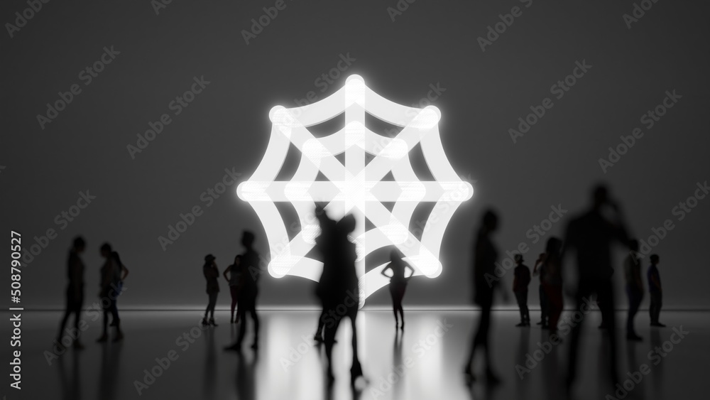 3d rendering people in front of symbol of cobweb on background Stock ...