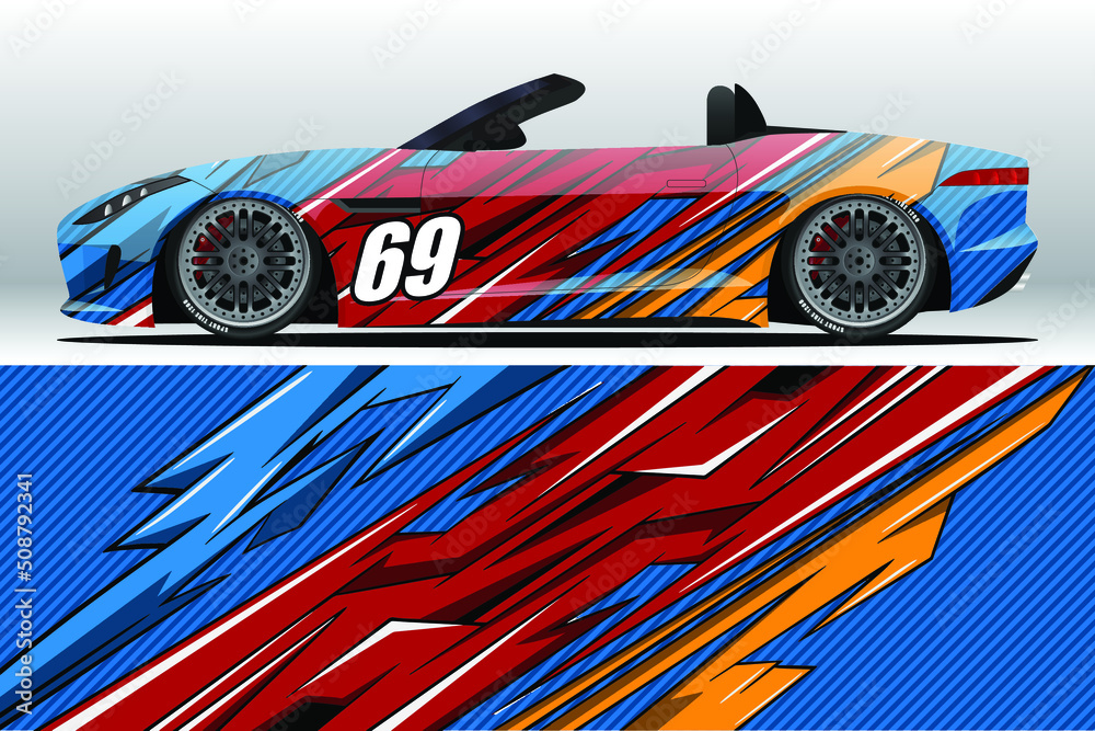 Abstract Race car wrap sticker design and sports background for daily ...