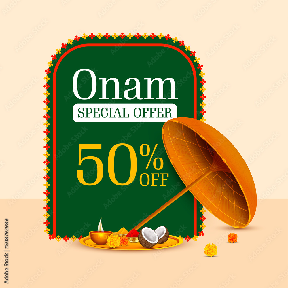 Kerala Onam festival special offer 50% off with festival elements Stock ...