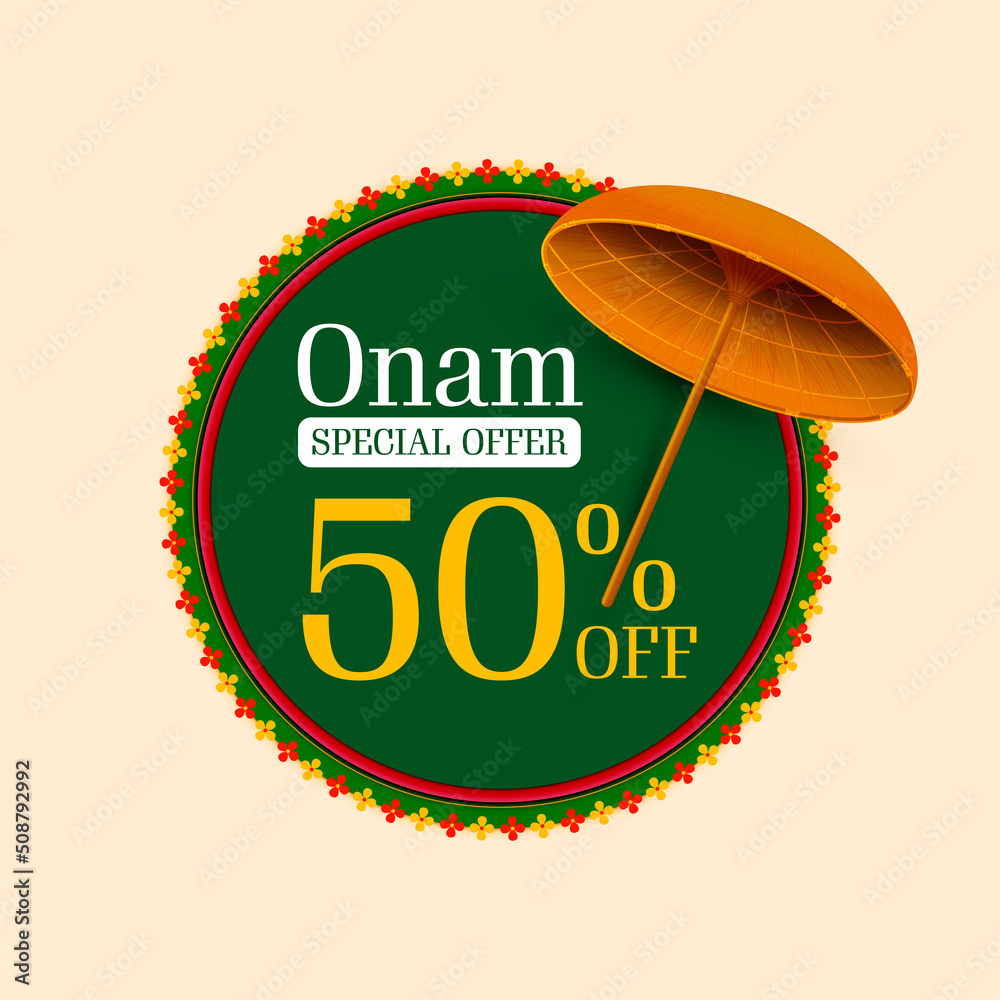 Kerala Onam festival special offer 50% off with festival elements Stock ...