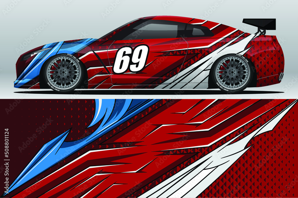Abstract Race car wrap sticker design and sports background for daily ...