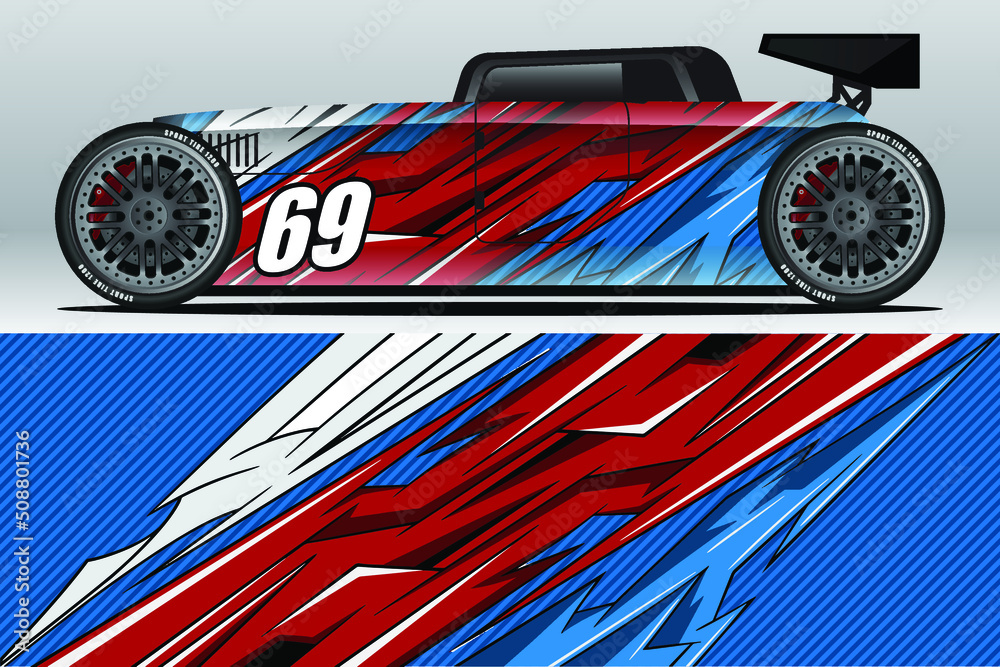 Abstract Race car wrap sticker design and sports background for daily ...