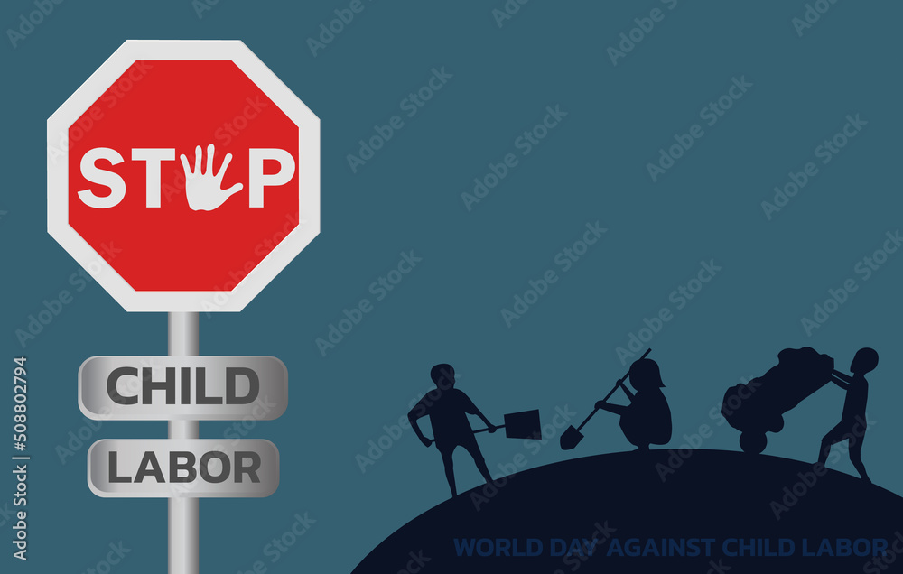 Vetor de World day against child labour,stop child labour in world. do ...