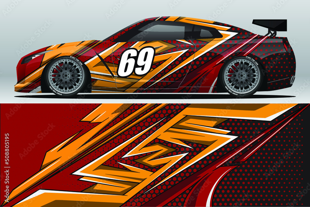 Abstract Race car wrap sticker design and sports background for daily ...