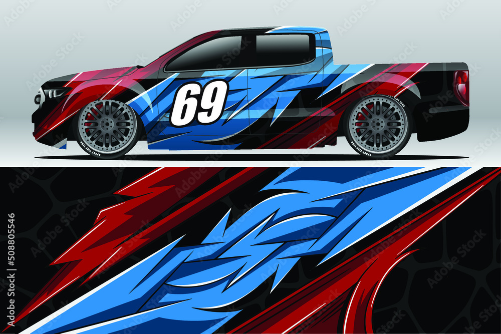 Abstract Race car wrap sticker design and sports background for daily ...