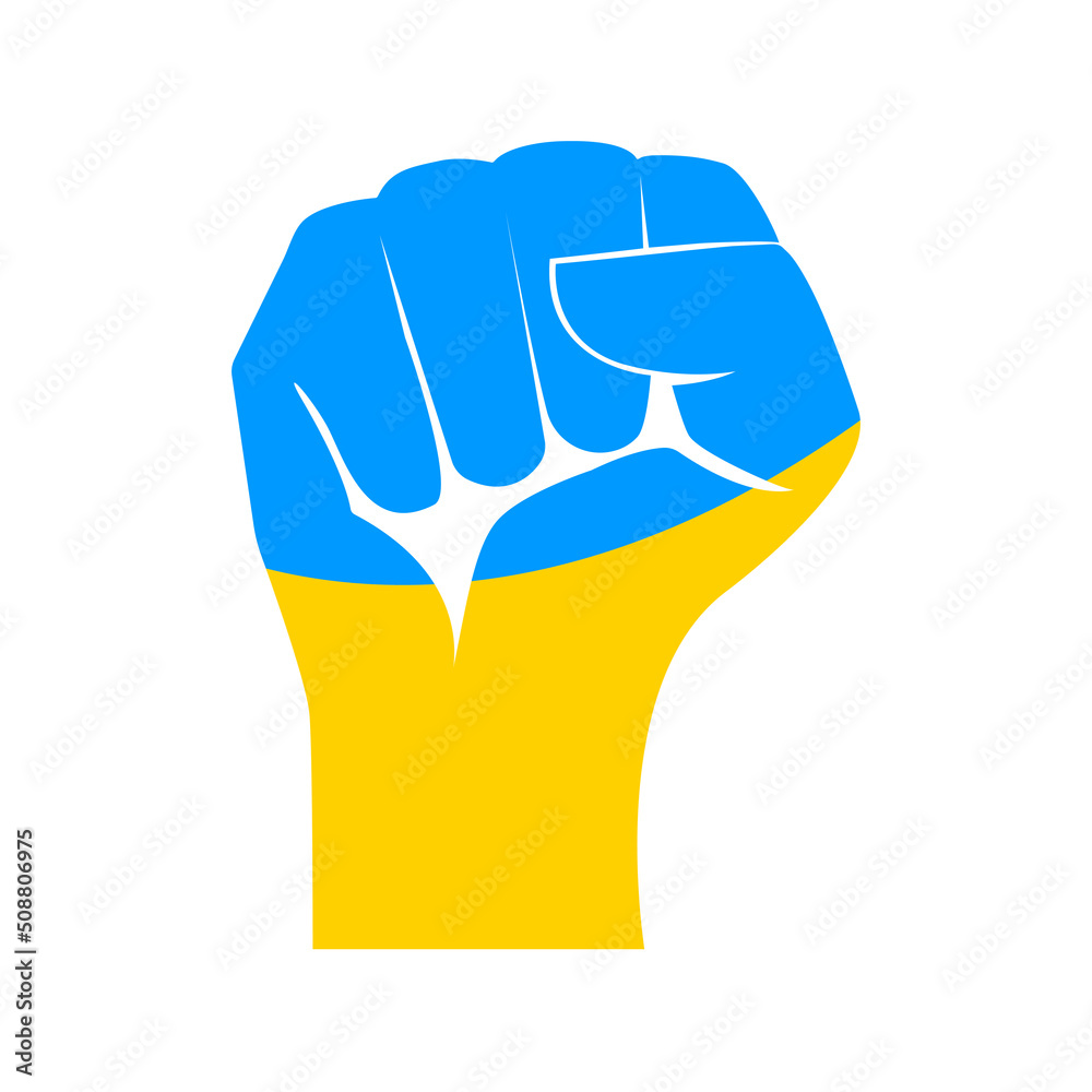 Raised fist hand of Ukraine flag. Ukrainian symbol. Vector isolated on ...