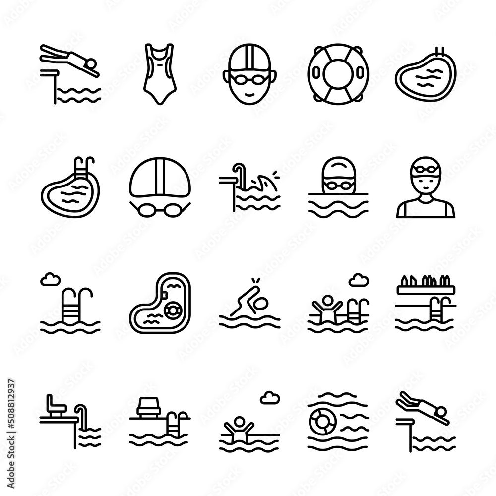 Swimming pool icons vector illustration Stock Vector | Adobe Stock