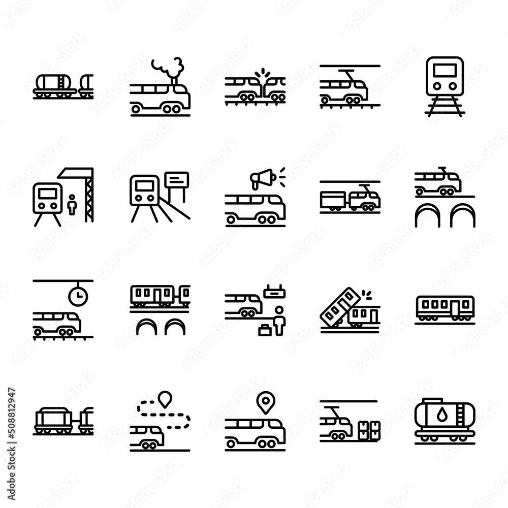 Train icons collection vector illustration Stock Vector | Adobe Stock