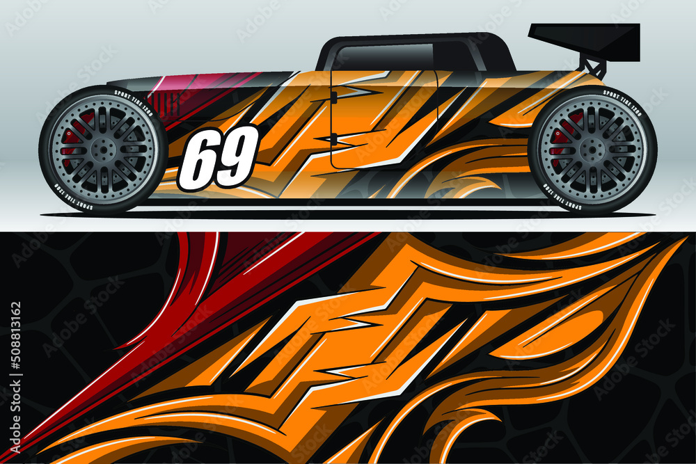 Abstract Race car wrap sticker design and sports background for daily ...