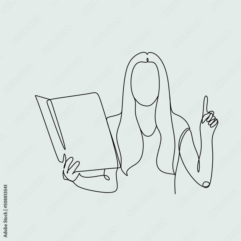 woman accountant - one line drawing vector. concept of female manager ...