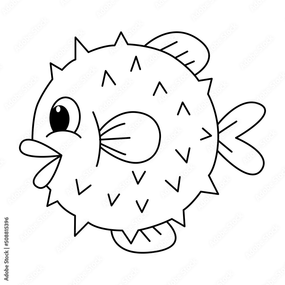 Cute fish cartoon coloring page illustration vector. For kids coloring ...