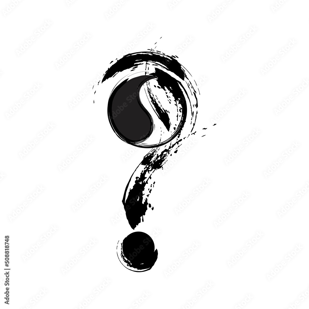 The Question mark with brush stroke design and yin and yang symbol ...