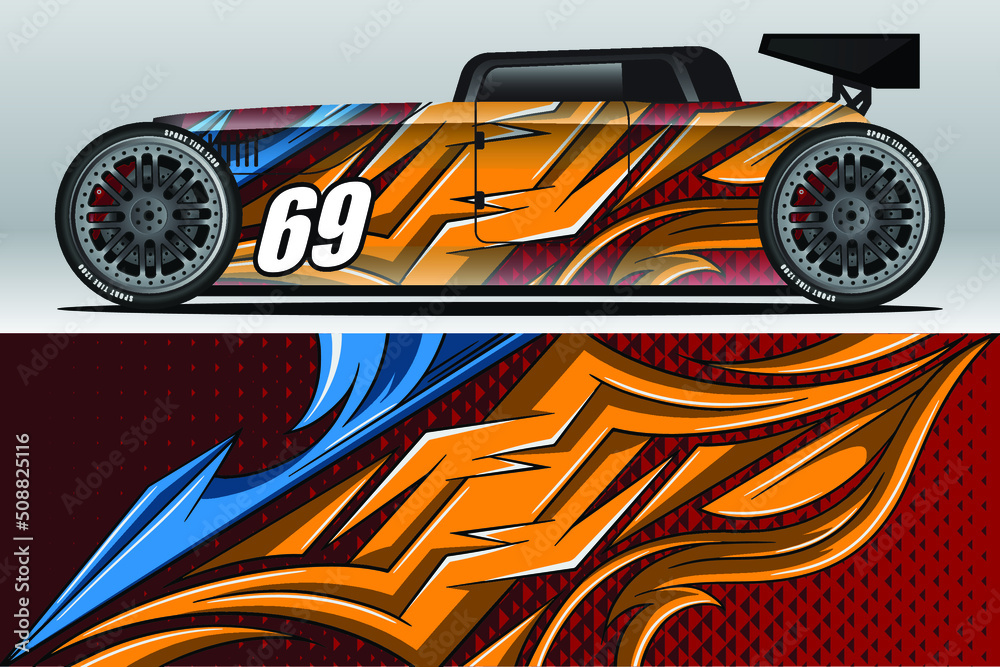 Abstract Race car wrap sticker design and sports background for daily ...