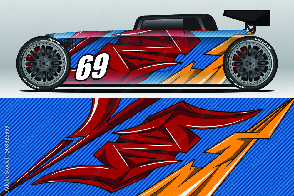 Abstract Race car wrap sticker design and sports background for daily ...