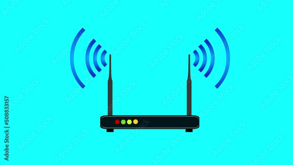 Router and wi-fi signal icon animation Wireless ethernet modem router ...