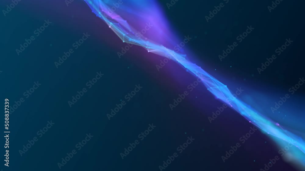 Animated neon background frame. Moving flow of wave cosmic energy ...