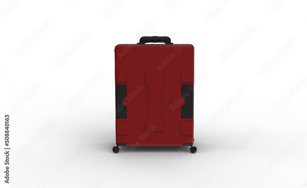 Red Luggage front view with shadow 3d render Stock Illustration | Adobe ...
