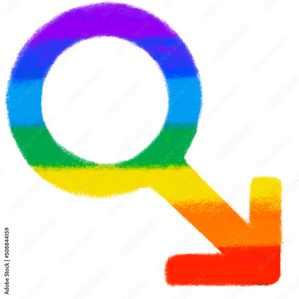 Male symbol pride rainbow symbol LGBTQ equality rights hand drawn ...