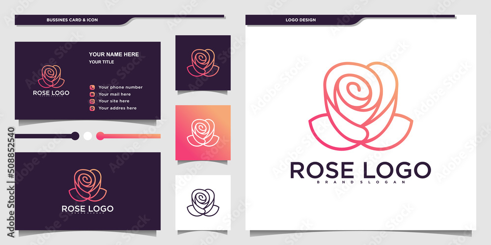 Feminine abstract rose logo with creative line art style Premium Vector ...
