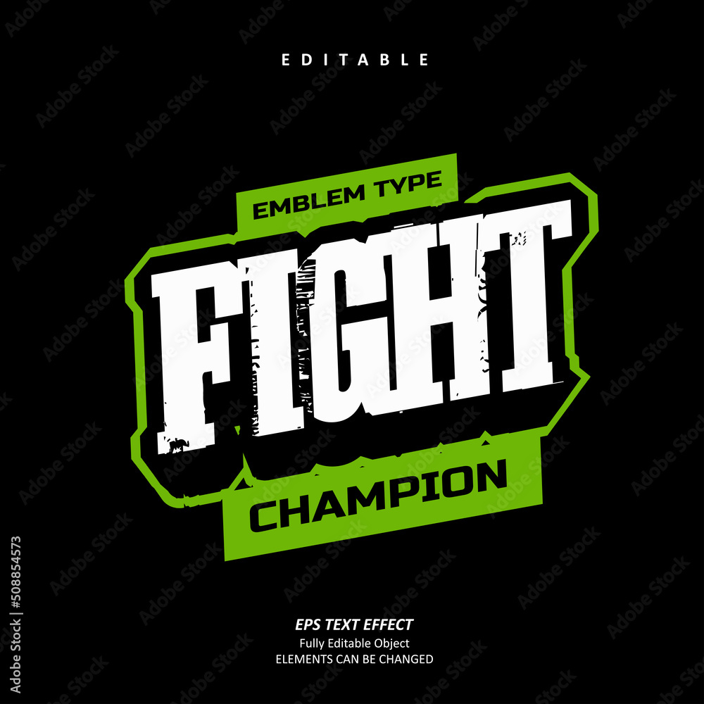 fight champion logo emblem sport text effect editable premium vector ...