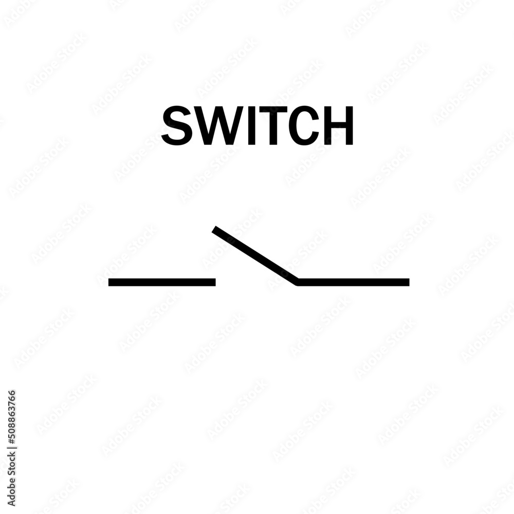 Switch lectrical circuit symbols on white background, vector ...
