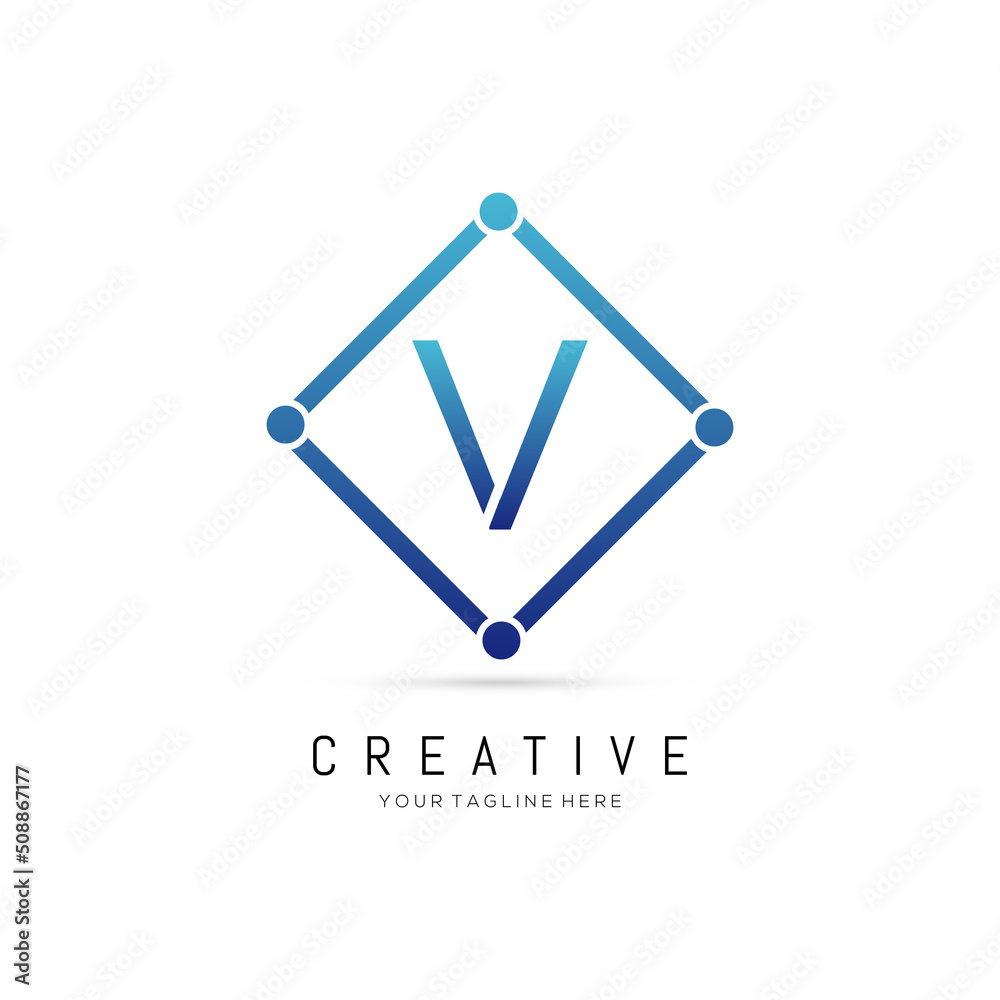 Initial Square Element V Letter Logo Design. Creative Letter V Logo ...