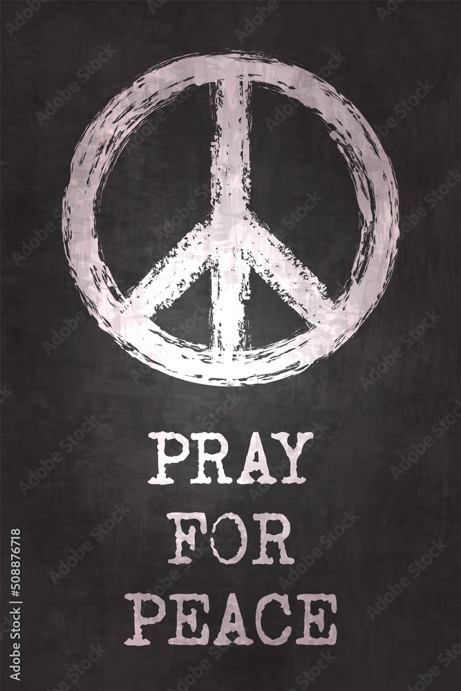 Peace symbol . Realistic hand drawn by chalk texture painting on ...