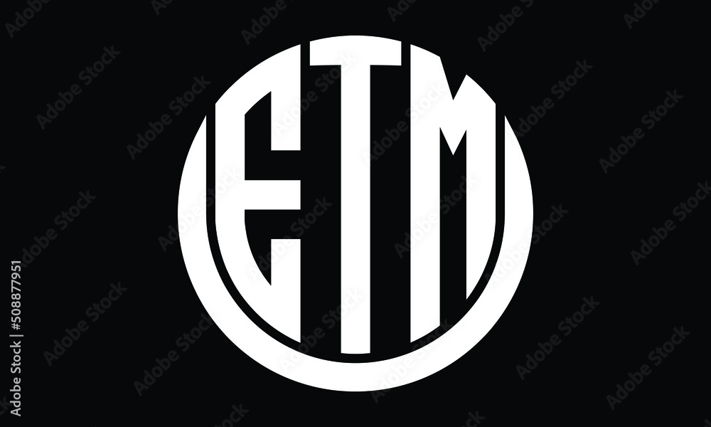 ETM shield in circle logo design vector template. monogram logo ...