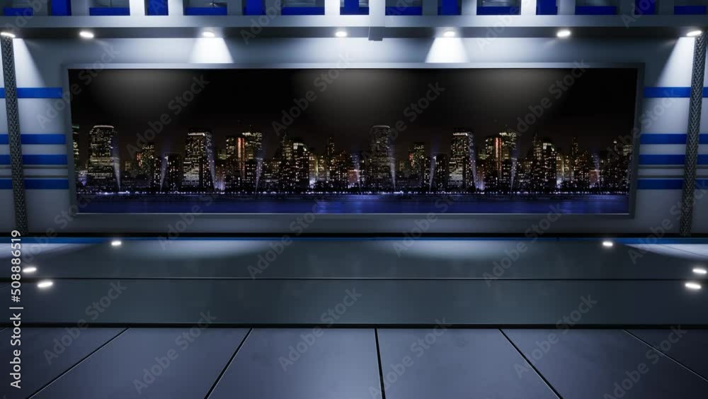 3D Virtual TV Studio News, Backdrop For TV Shows .TV On Wall.3D Virtual ...