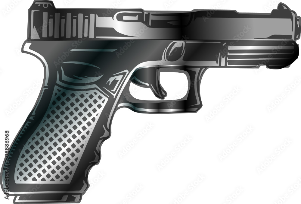 gun in silver and black, realistic illustration, vector Stock Vector ...