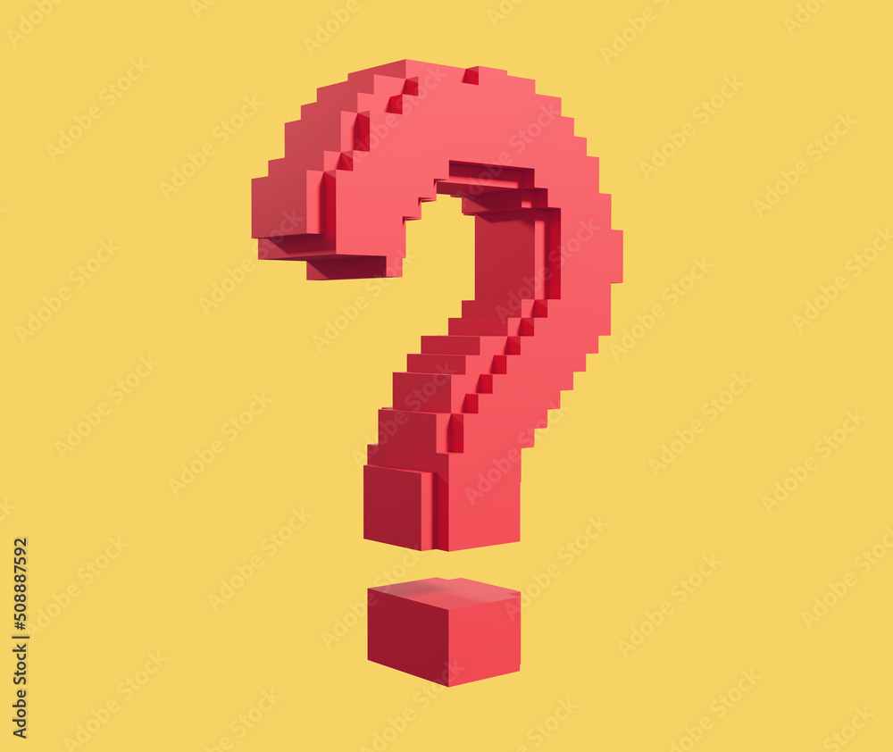 3D illustration of question mark symbol in pixel blocks style Stock ...