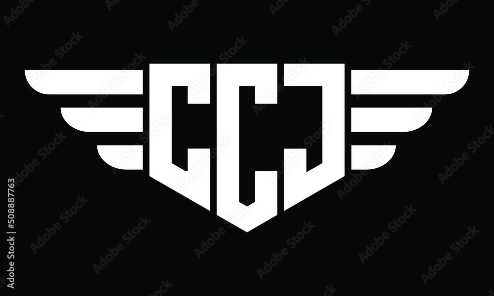 CCJ three letter logo, creative wings shape logo design vector template ...