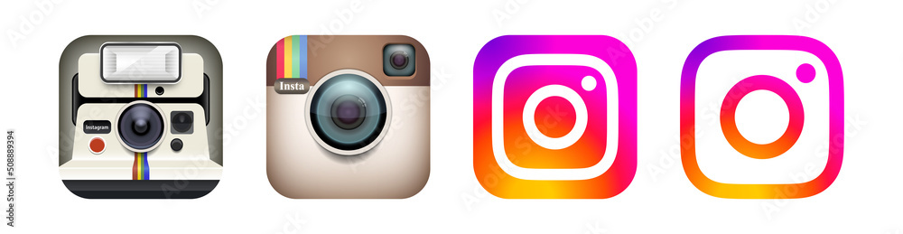 Evolution of the Instagram Logo, vector editorial illustration Stock ...