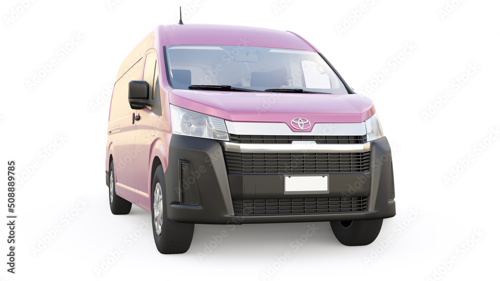 Tokyo, Japan. April 12, 2022: Toyota Hiace. Pink commercial van for ...