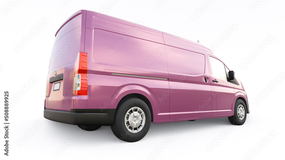Tokyo, Japan. April 12, 2022: Toyota Hiace. Pink commercial van for ...