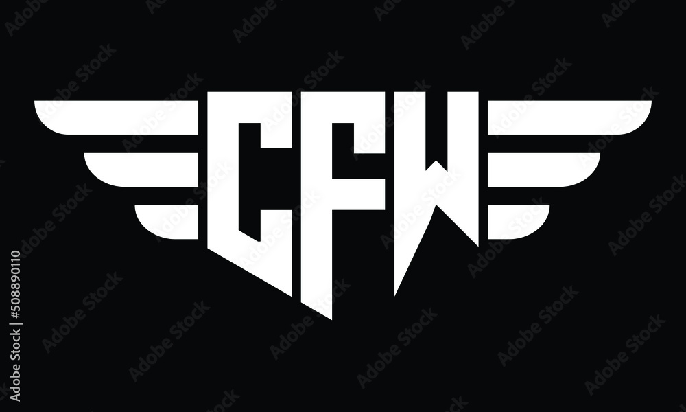 CFW three letter logo, creative wings shape logo design vector template ...