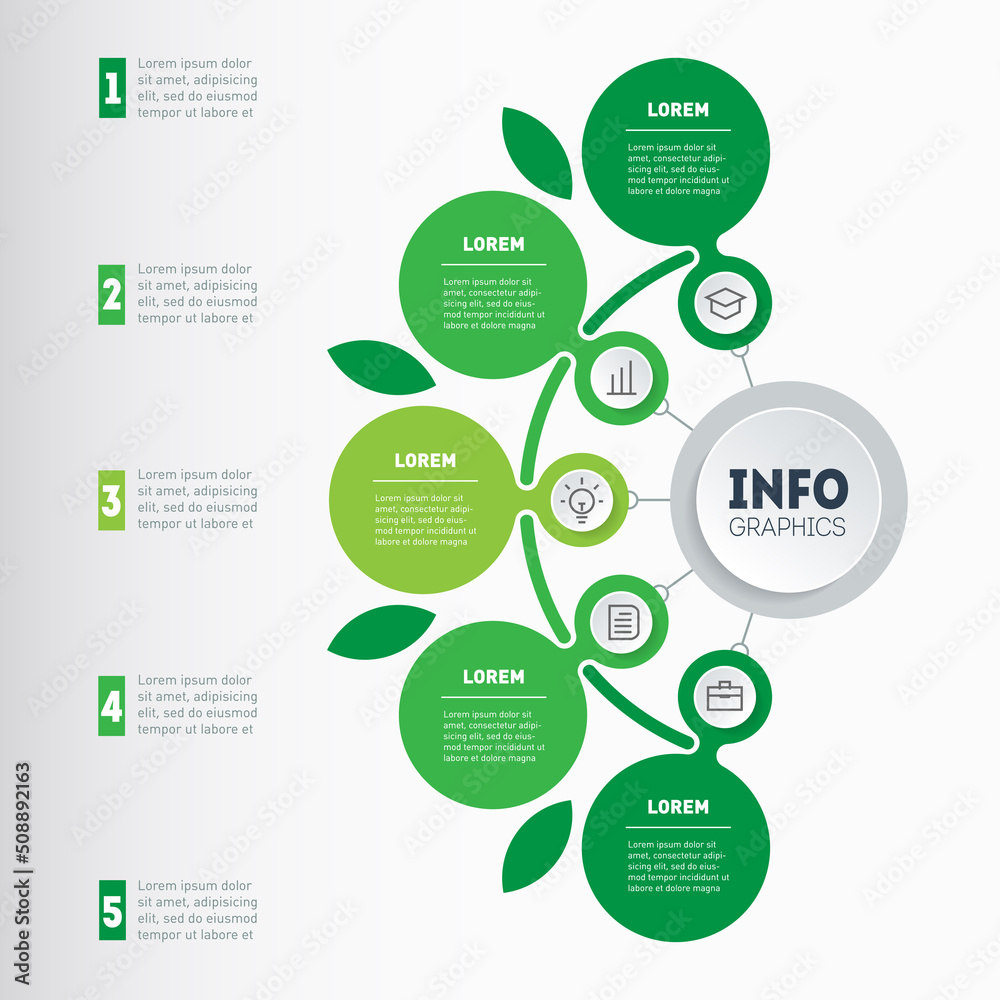Dynamic infographics or mind map of eco technology or education process ...