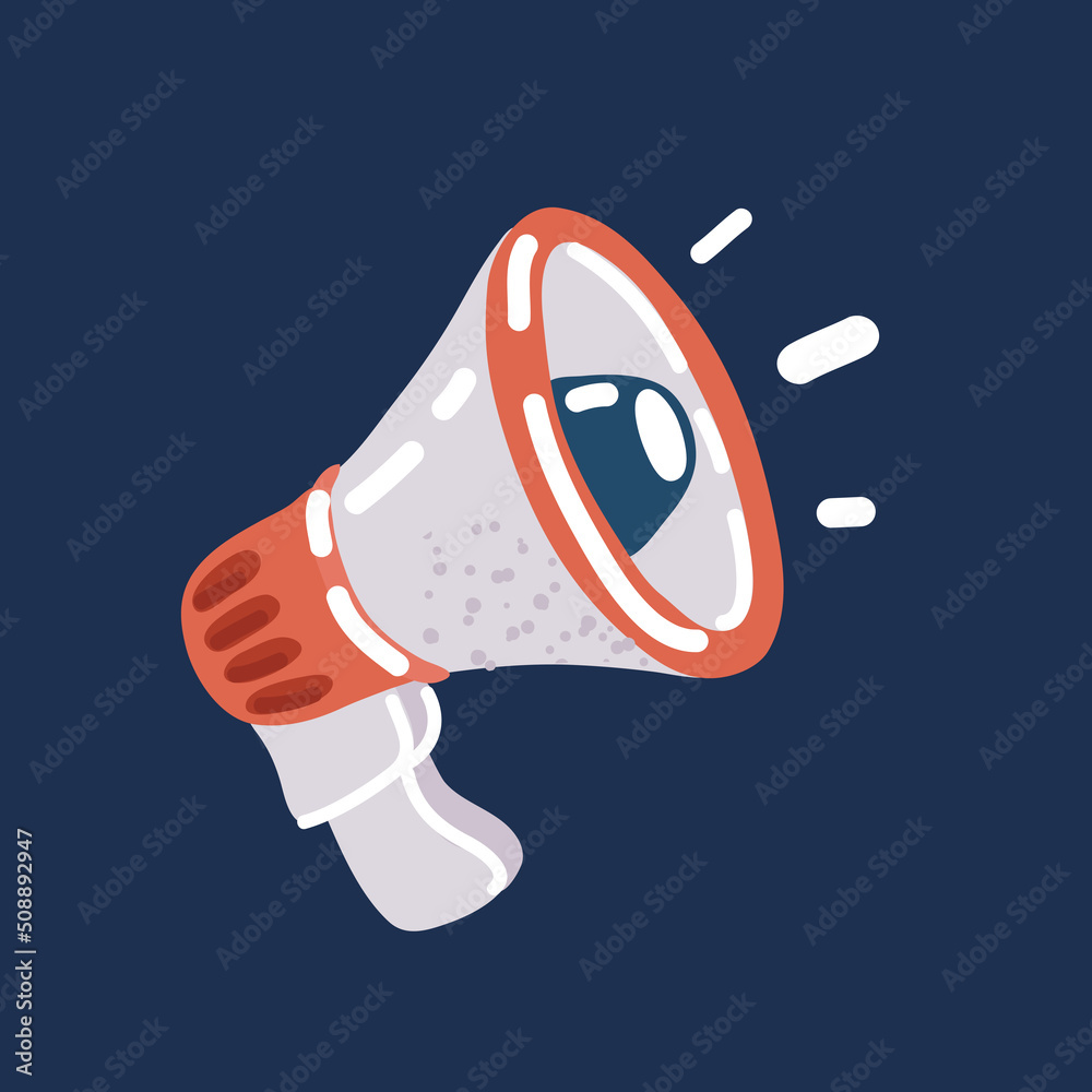 Cartoon vector illustration of Megaphone speaker or loudspeaker ...