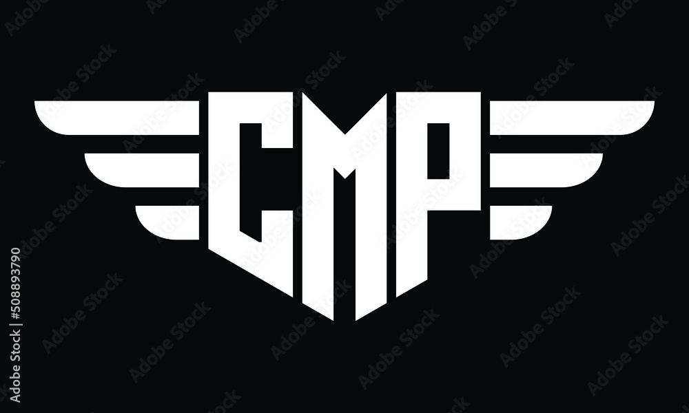 CMP three letter logo, creative wings shape logo design vector template ...