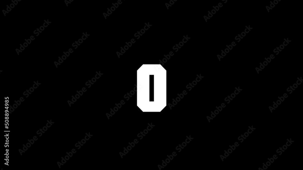 White picture of 0 on a black background. simple numbers for sports ...