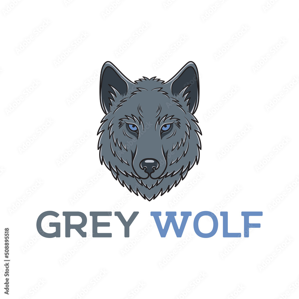 Gray wolf head logo with old school traditional tattoo style Stock ...