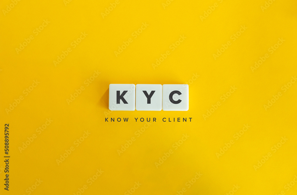 Know Your Client (KYC) Banner. Letter Tiles on Yellow Background ...