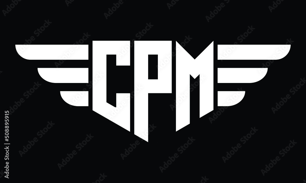 CPM three letter logo, creative wings shape logo design vector template ...
