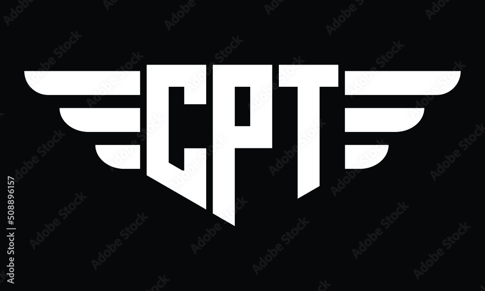 CPT three letter logo, creative wings shape logo design vector template ...