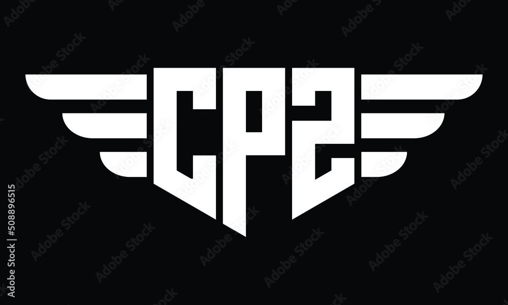 CPZ three letter logo, creative wings shape logo design vector template ...