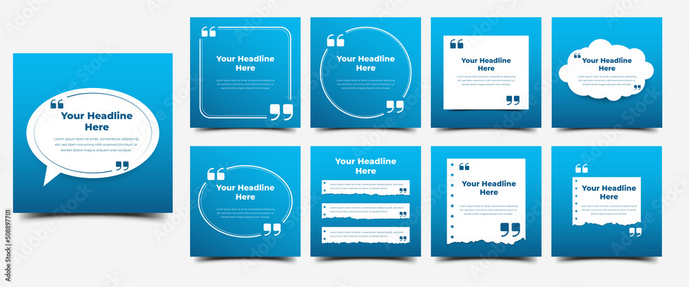 Set of quotes frame square banner template. Editable banner design for ...