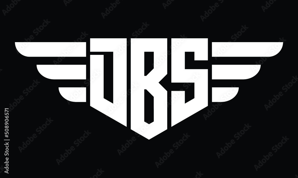 DBS three letter logo, creative wings shape logo design vector template ...