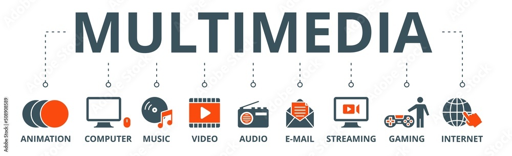 Multimedia banner web icon vector illustration concept with icon of ...