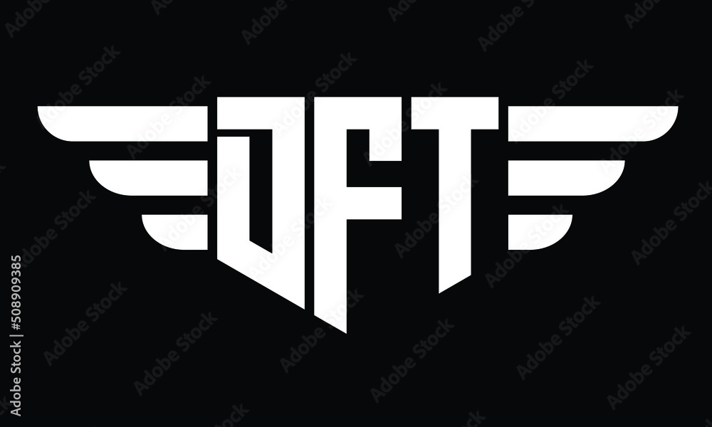 DFT three letter logo, creative wings shape logo design vector template ...