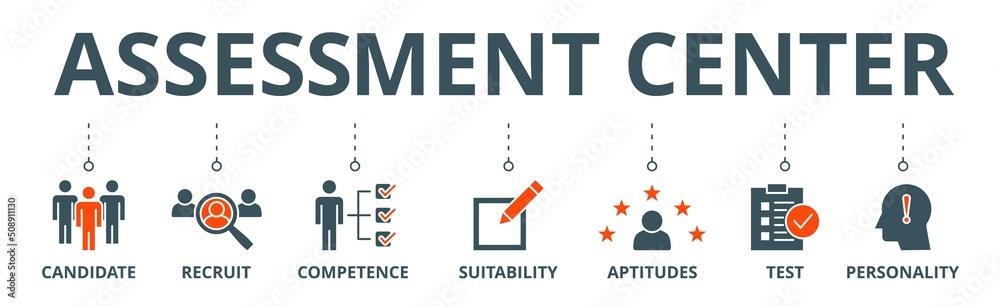 Assessment center banner web icon vector illustration concept for ...